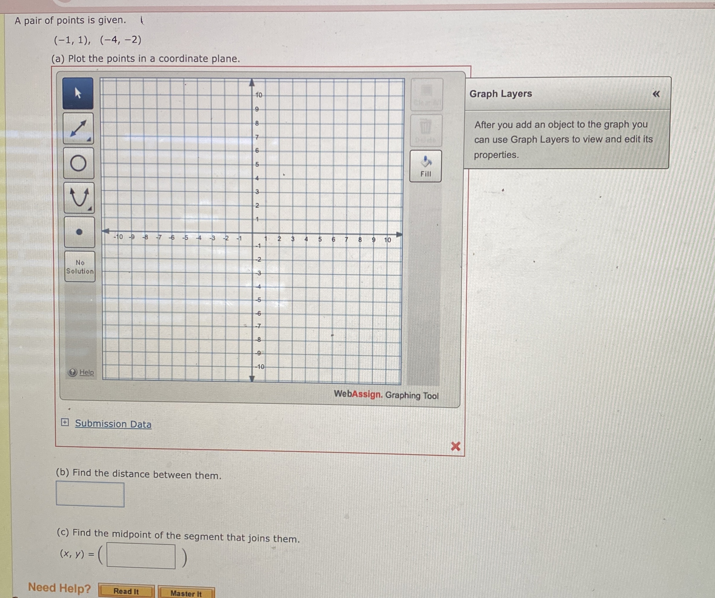 Solved A pair of points is given.(-1,1),(-4,-2)(a) ﻿Plot the | Chegg.com