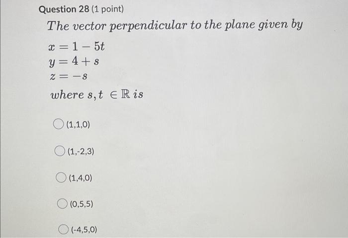 Solved the vector perpendicular to the plane given by | Chegg.com