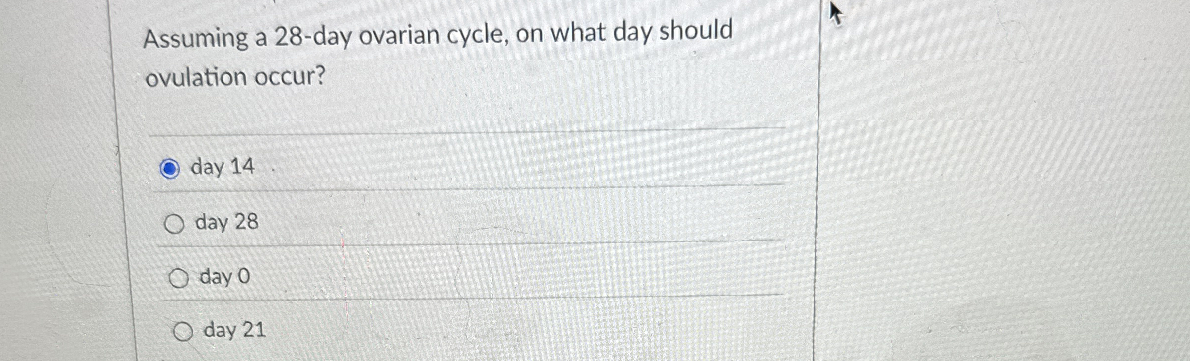 Solved Assuming a 28-day ovarian cycle, on what day should | Chegg.com