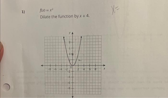 Solved f(x)=x2 Dilate the function by x+4. | Chegg.com