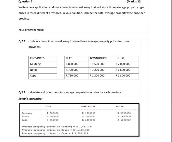 Solved Write a Java application and use a two-dimensional | Chegg.com