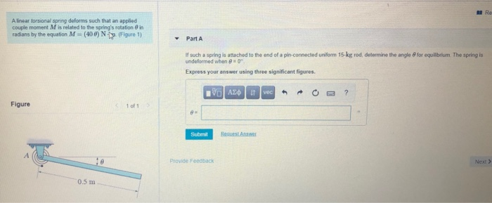 Solved Re A linear forsional spring deforms such that an | Chegg.com