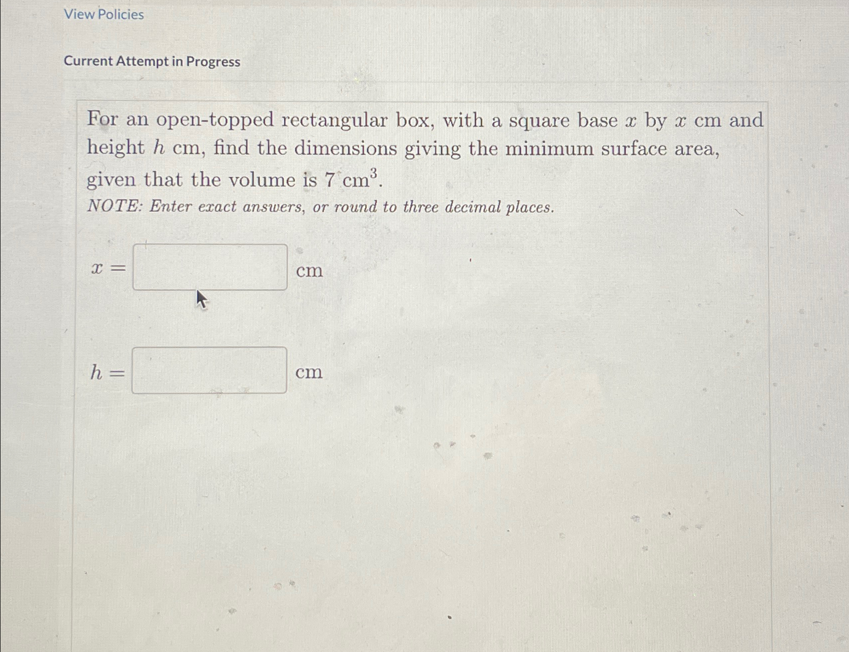 Solved View PoliciesCurrent Attempt in ProgressFor an | Chegg.com