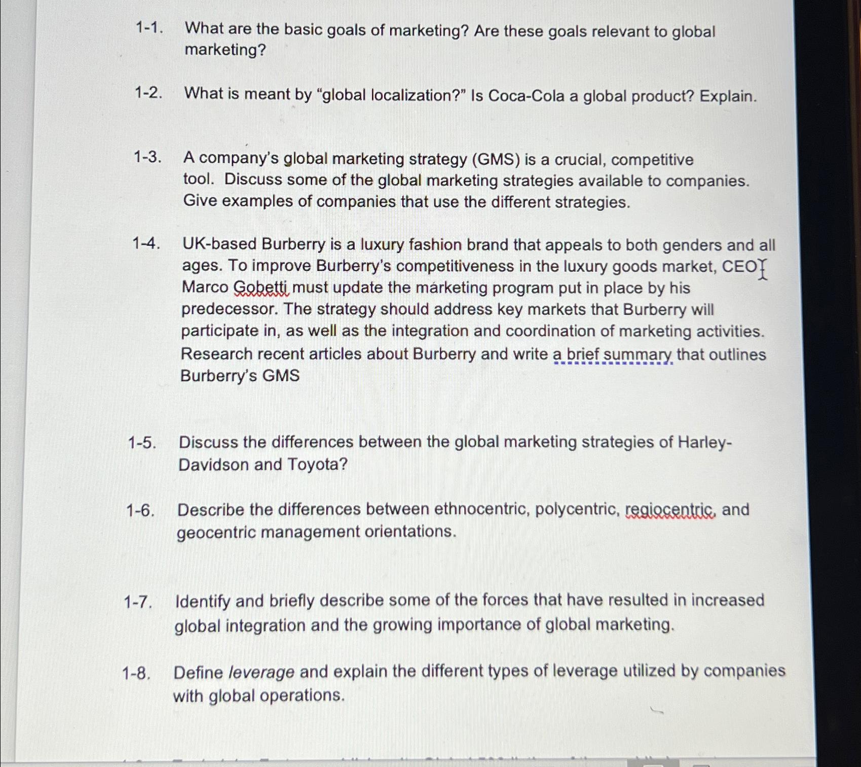 Solved 1-1. ﻿What are the basic goals of marketing? Are | Chegg.com