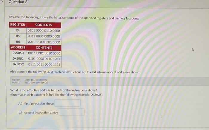 Solved Assume the following shows the initial contents of | Chegg.com