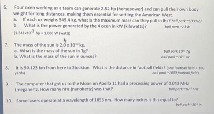 Solved 6. Four oxen working as a team can generate 2.52hp | Chegg.com
