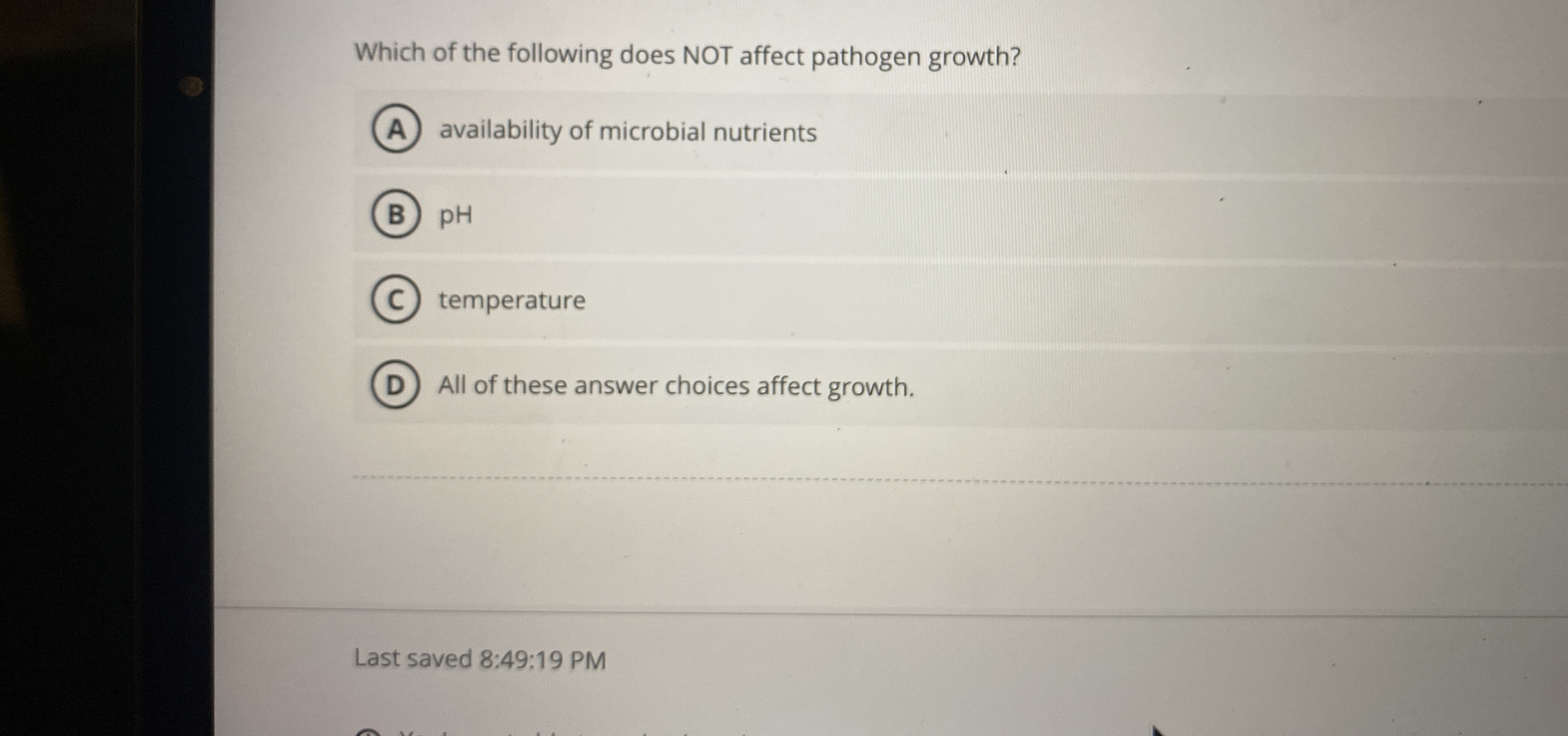 High Quality SOLUTION Which of the following does NOT affect pathogen | Chegg.com
