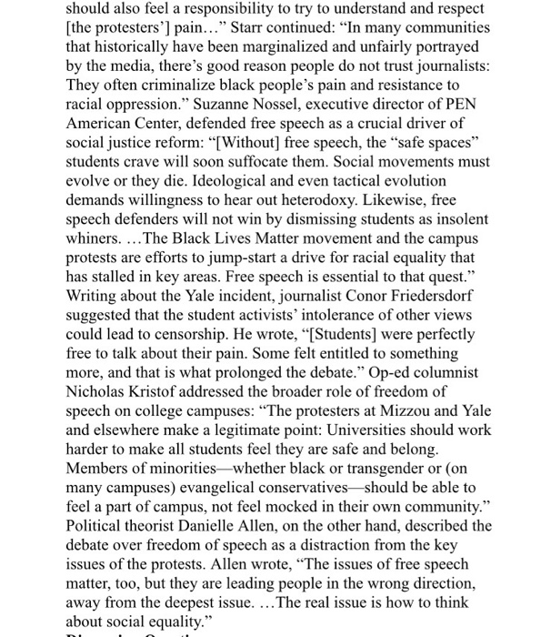 Solved Case Study 2: Freedom of Speech on Campus (20) In the | Chegg.com