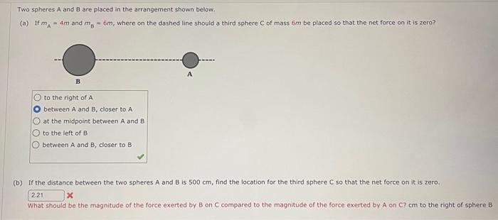 Solved Two spheres A and 8 are placed in the arrangement | Chegg.com