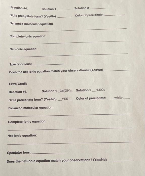 Solved Laboratory 5. Double Replacement Reactions - | Chegg.com