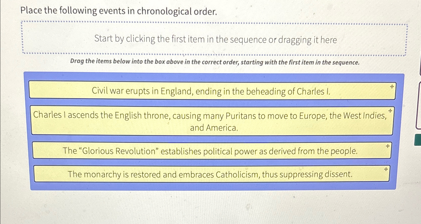 Solved Place the following events in chronological | Chegg.com