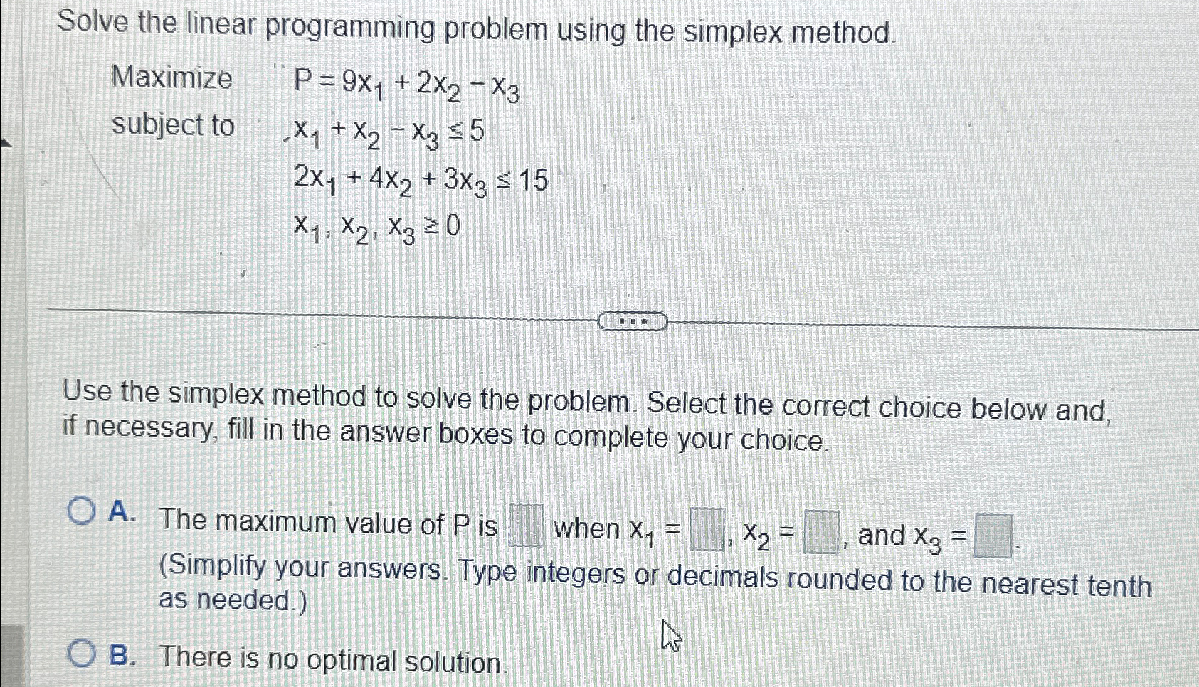Solved Solve the linear programming problem using the | Chegg.com