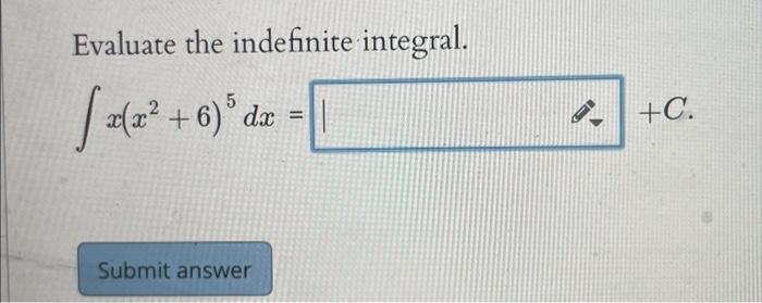 Solved Evaluate the indefinite integral. \\[ \\int | Chegg.com