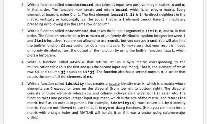 Solved 2. Write a function called checkerboard that takes as | Chegg.com