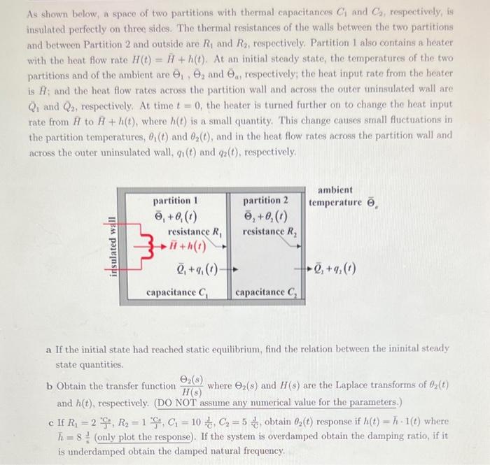 Solved As shown below, a space of two partitions with | Chegg.com