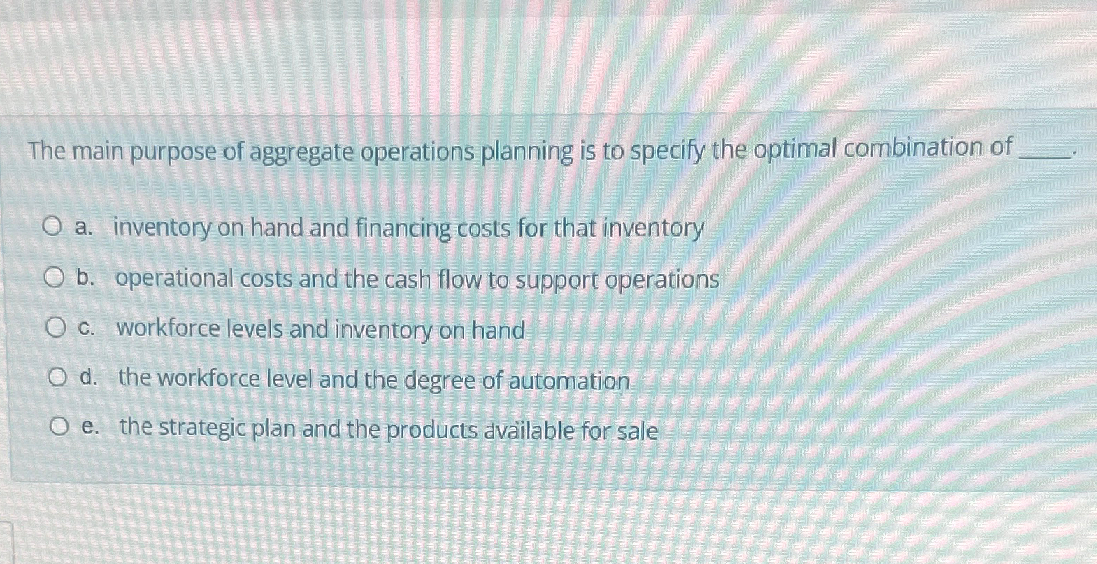 Solved The main purpose of aggregate operations planning is | Chegg.com