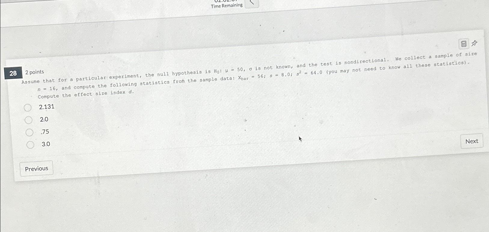Solved 282 ﻿points Compute the effect size index | Chegg.com