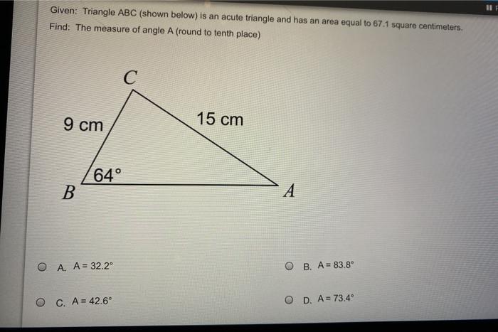Solved HIF Given: Triangle ABC (shown below) is an acute | Chegg.com