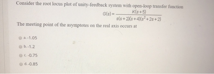 Solved Consider the root locus plot of unity-feedback system | Chegg.com