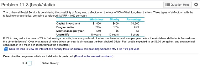 Solved Problem 11-3 (book/static) E Question Help The | Chegg.com