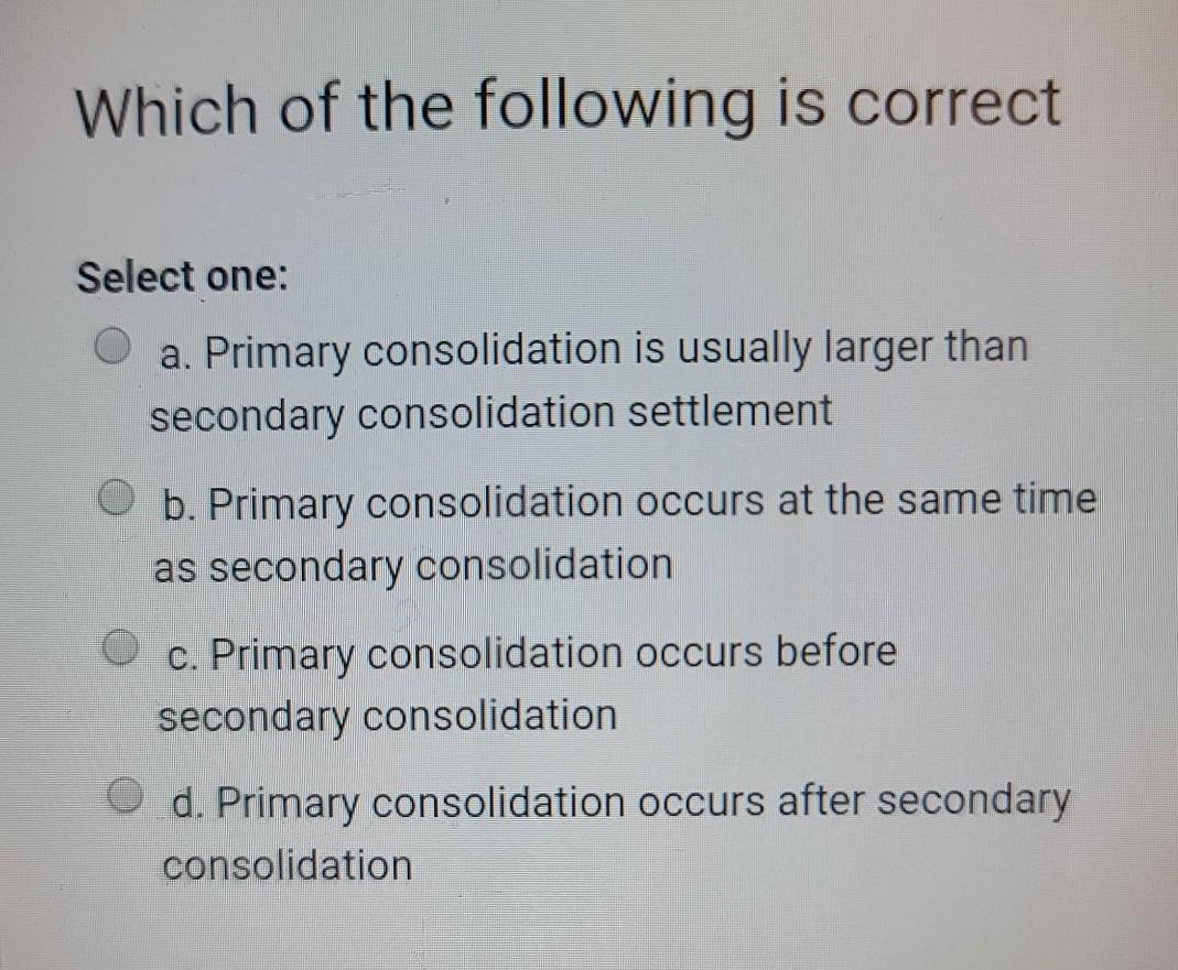 Solved Which of the following is correct Select one: O a. | Chegg.com