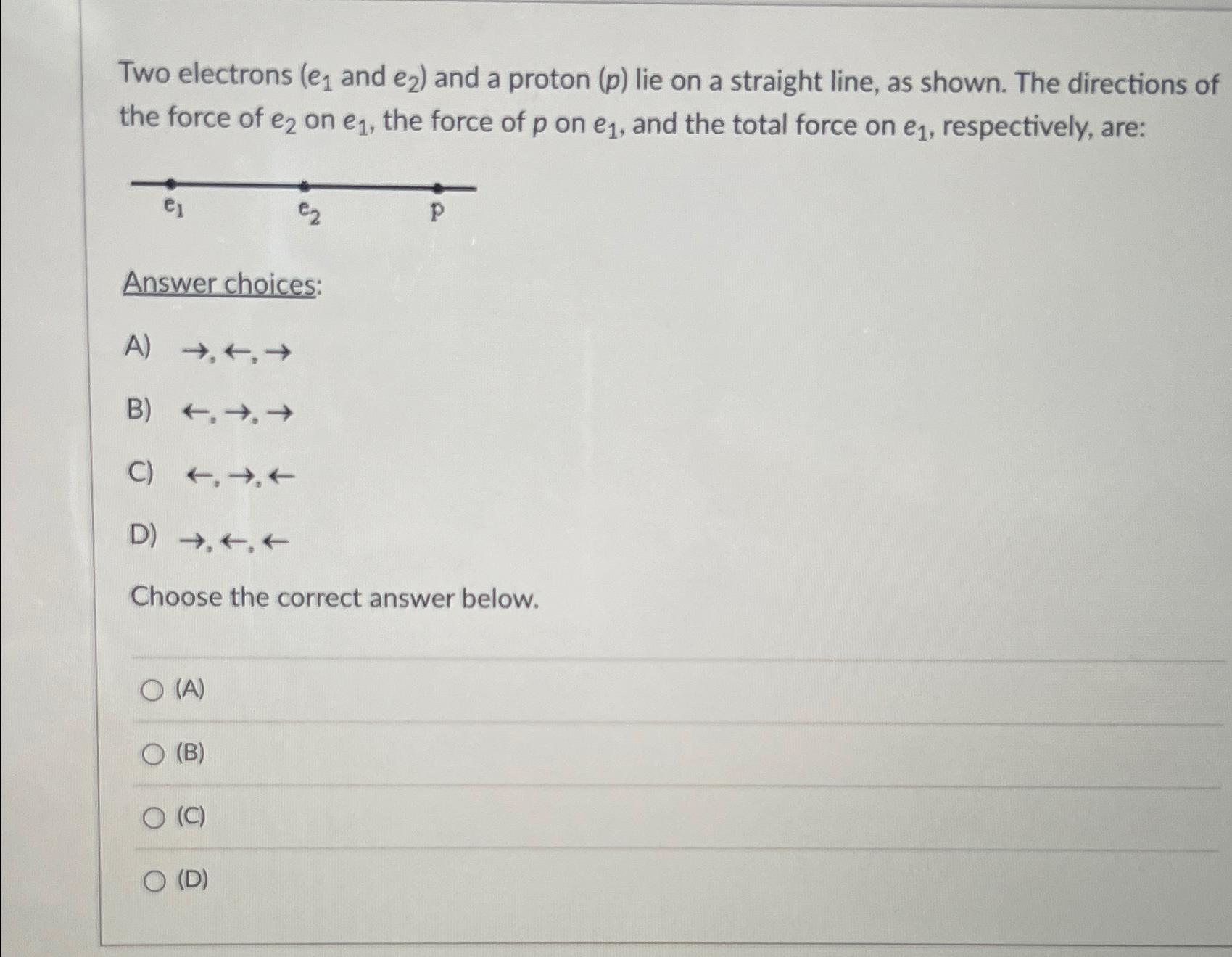 Solved Two electrons ( e_(1) and e_(2) ) and a proton ( p ) | Chegg.com