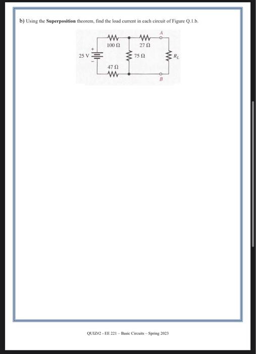 Solved b) Using the Superposition theorem, find the load | Chegg.com Solved b) Using the Superposition theorem, find the load | Chegg.com