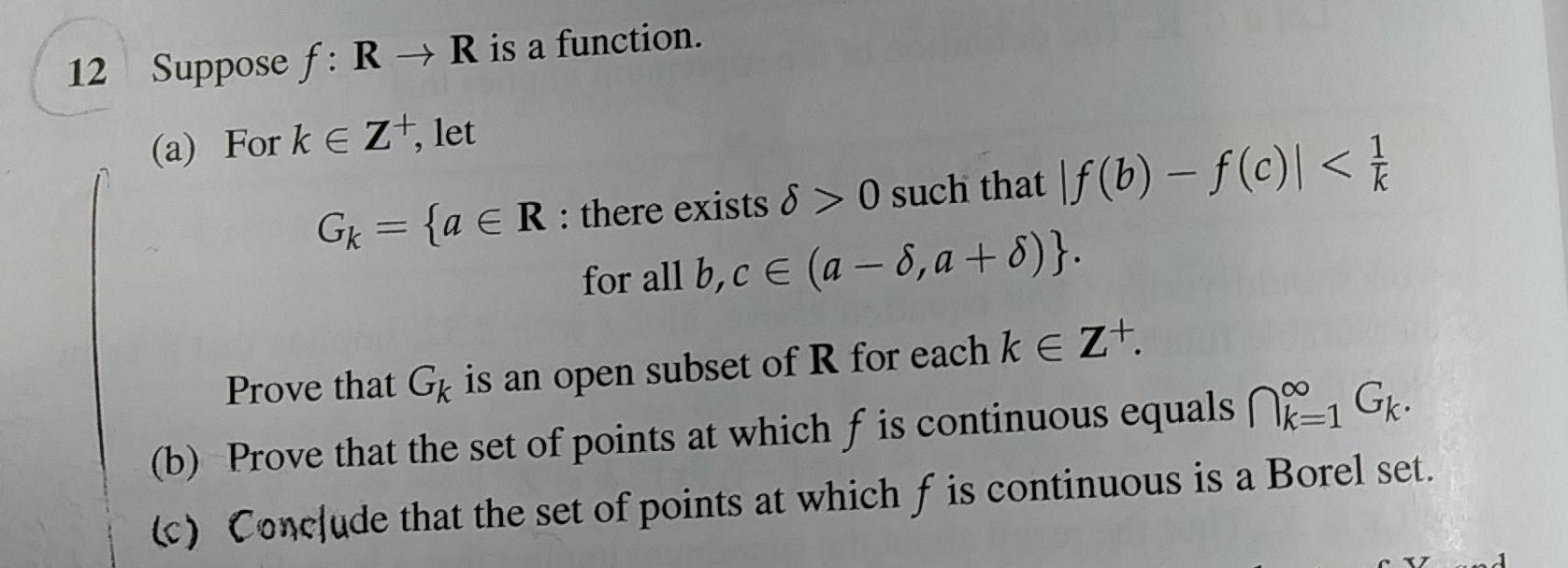 Solved 12 Suppose f:R + R is a function. (a) For k e Zt, let | Chegg.com