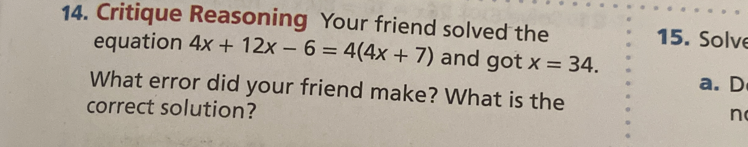 Solved Critique Reasoning Your friend solved theequation | Chegg.com