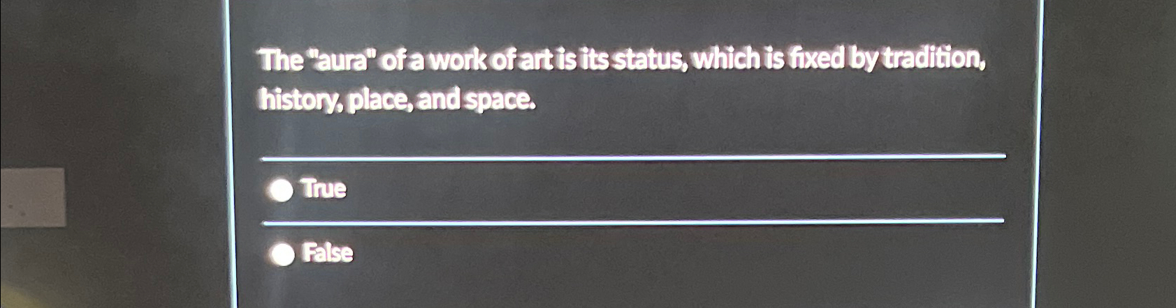 Solved The "aure" of a work of art is tits status, which is | Chegg.com