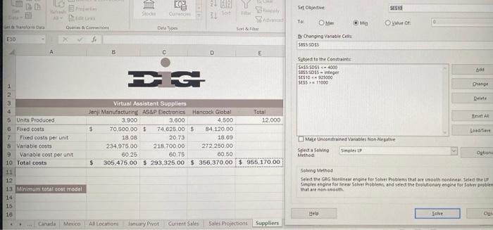 Solved Go to the Suppliers worksheet, where Benicio wants to | Chegg.com