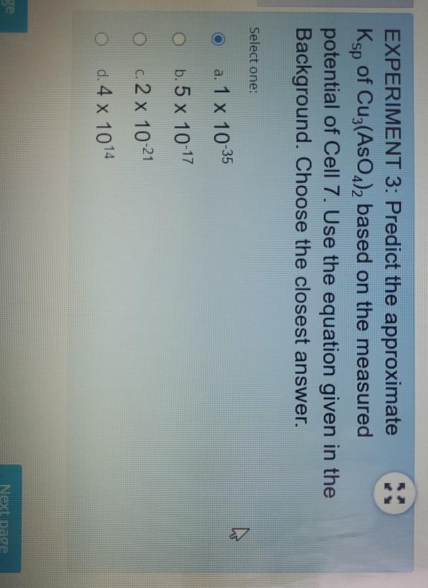 Solved EXPERIMENT 3: Predict the approximate Ksp of | Chegg.com