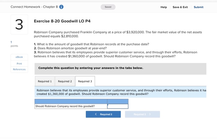 Solved Connect Homework Chapter 8 Saved Submit Help Save & | Chegg.com