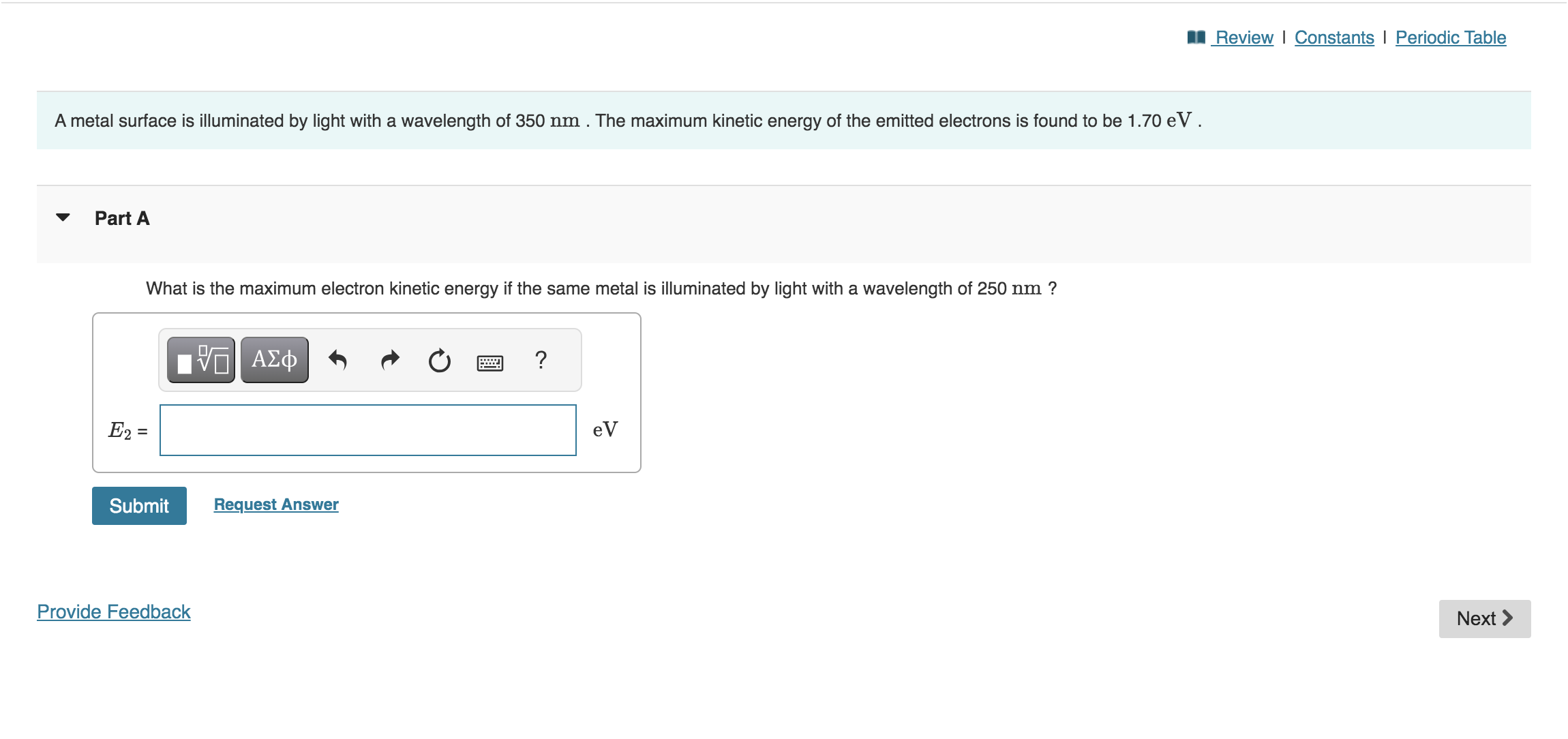 Solved A metal surface is illuminated by light with a | Chegg.com