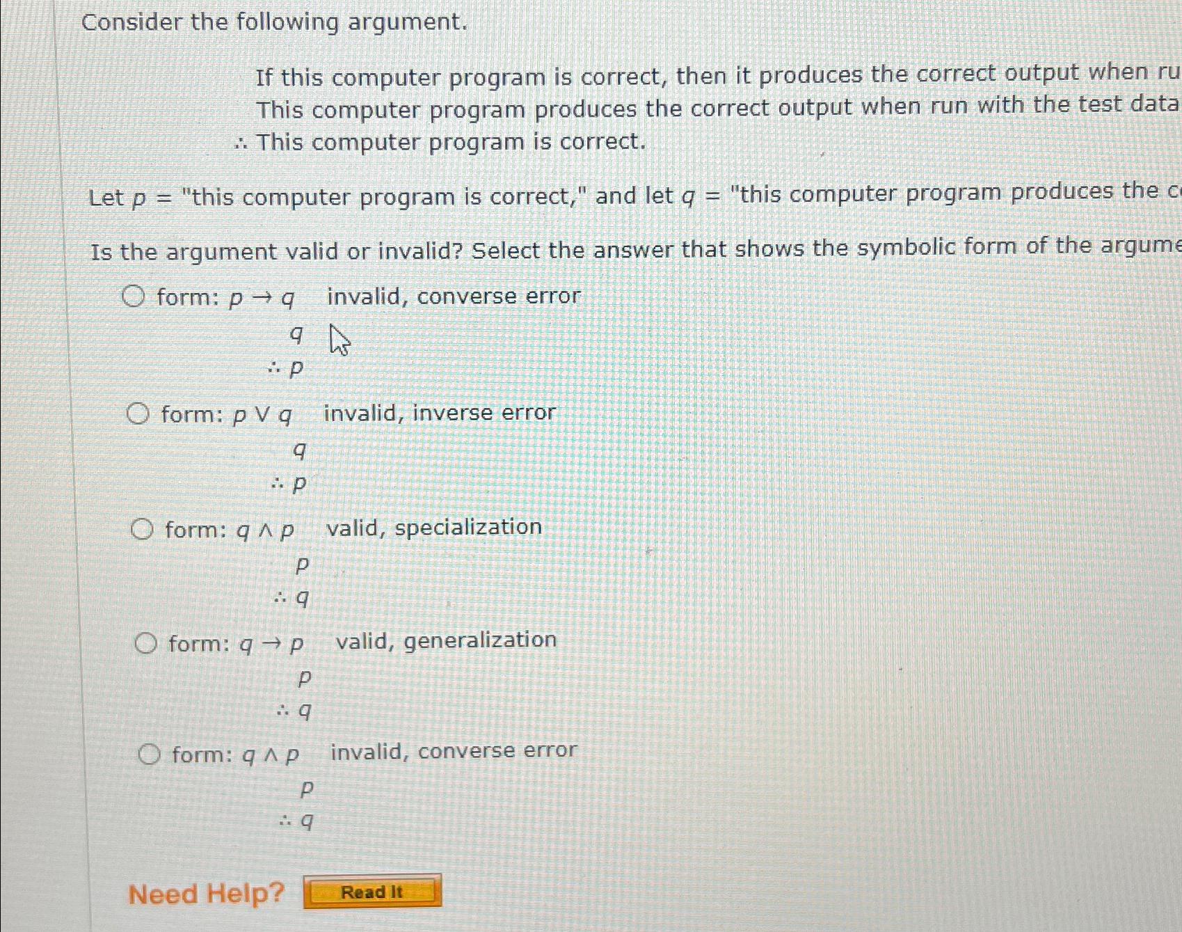 Solved Consider the following argument.If this computer | Chegg.com