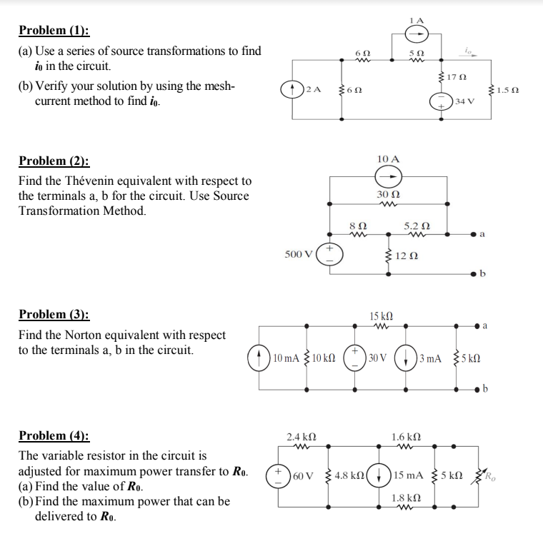 Solved Problem (1):(a) ﻿Use a series of source | Chegg.com