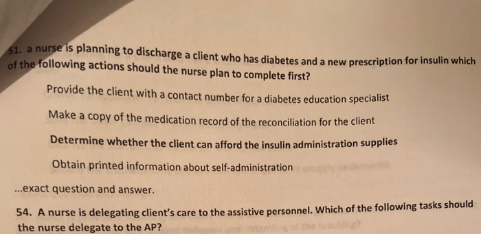 Solved 4. a nurse is planning to discharge a client who has | Chegg.com