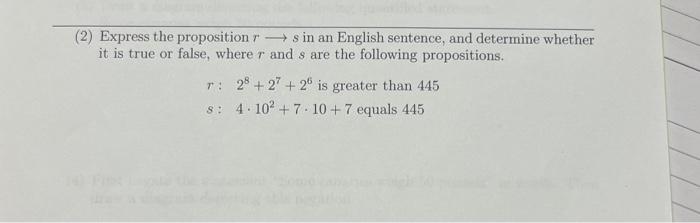 Solved (2) Express the proposition r s in an English | Chegg.com