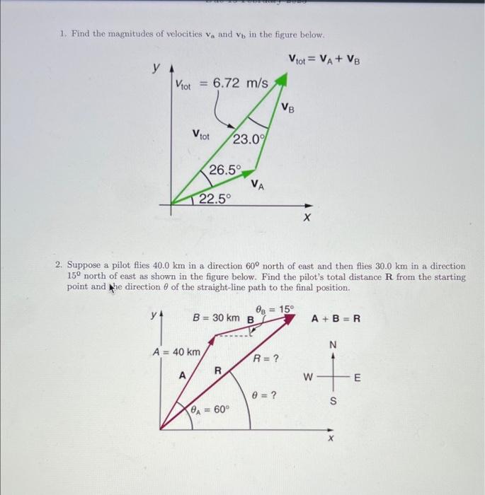 Solved 1. Find the magnitudes of velocities va and vb in the | Chegg.com