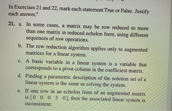 Solved In Exercises 21 and 22, mark each statement True or | Chegg.com