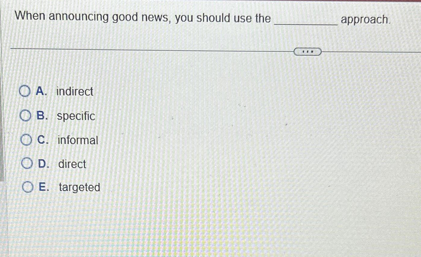 Solved When announcing good news, you should use the | Chegg.com