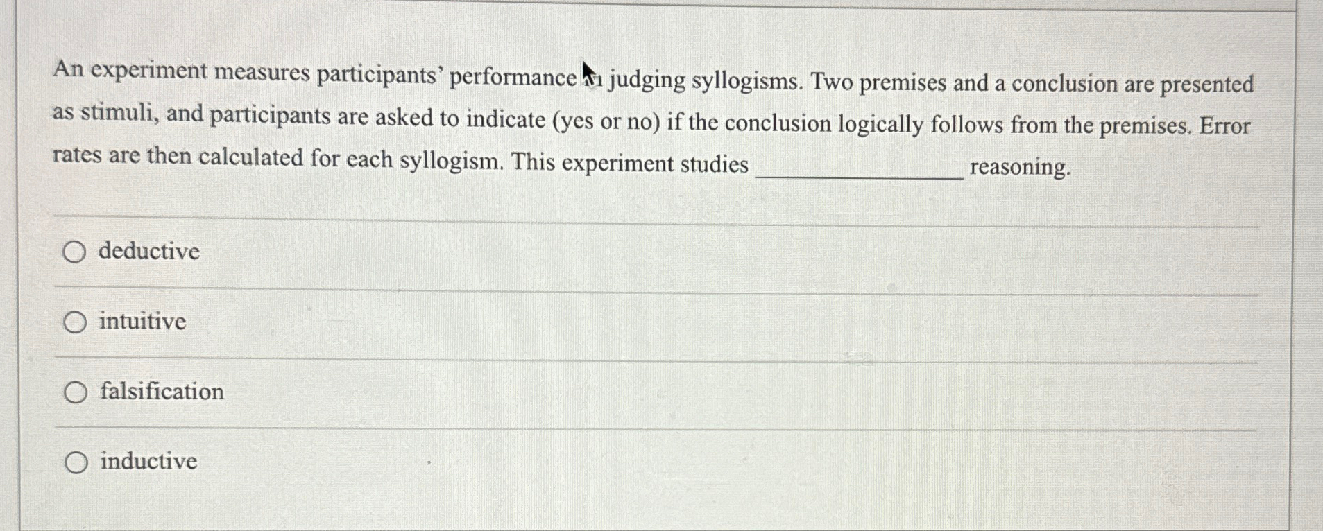 Solved An experiment measures participants' performance | Chegg.com