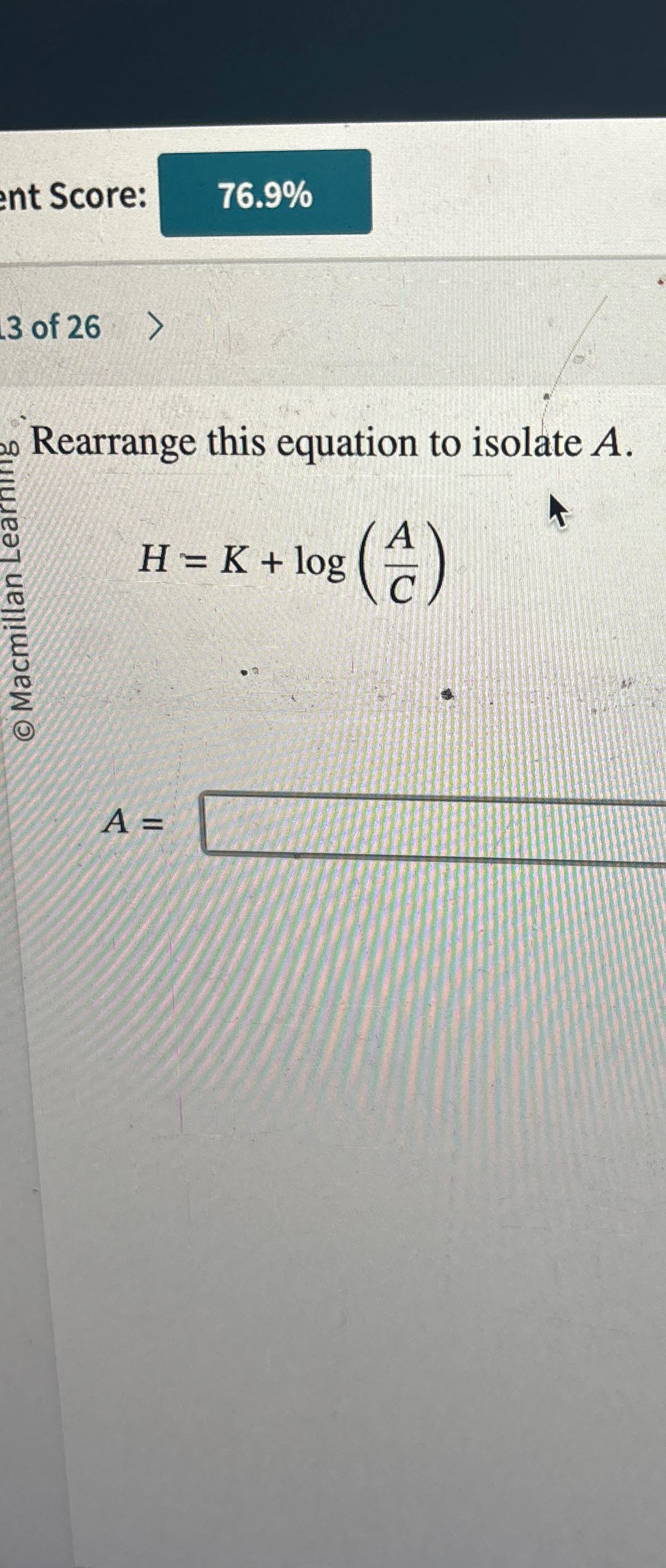 Solved 3 ﻿of 26Rearrange this equation to isolate | Chegg.com