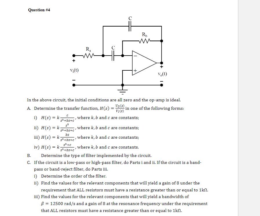 Solved Question #4In the above circuit, the initial | Chegg.com