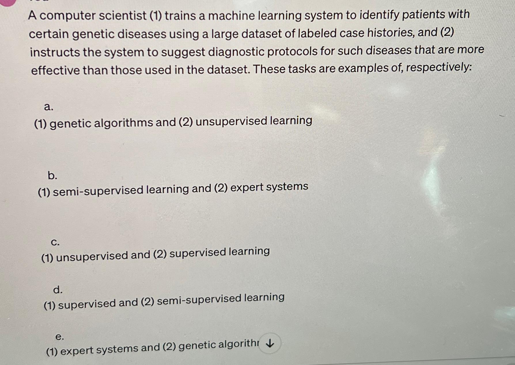Solved A computer scientist (1) ﻿trains a machine learning | Chegg.com