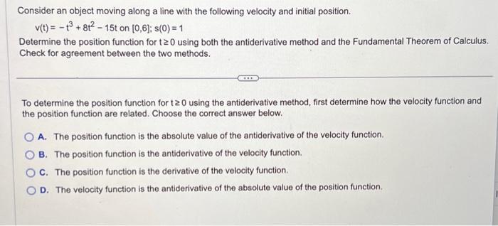 Solved Consider An Object Moving Along A Line With The