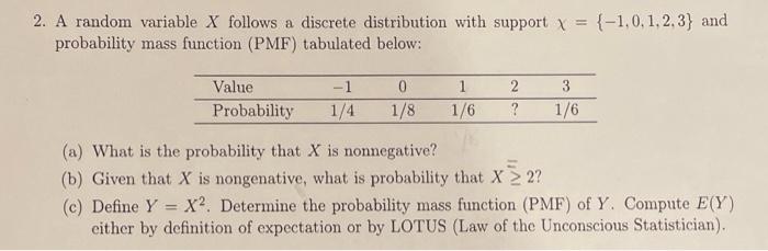Solved 2. A random variable X follows a discrete | Chegg.com