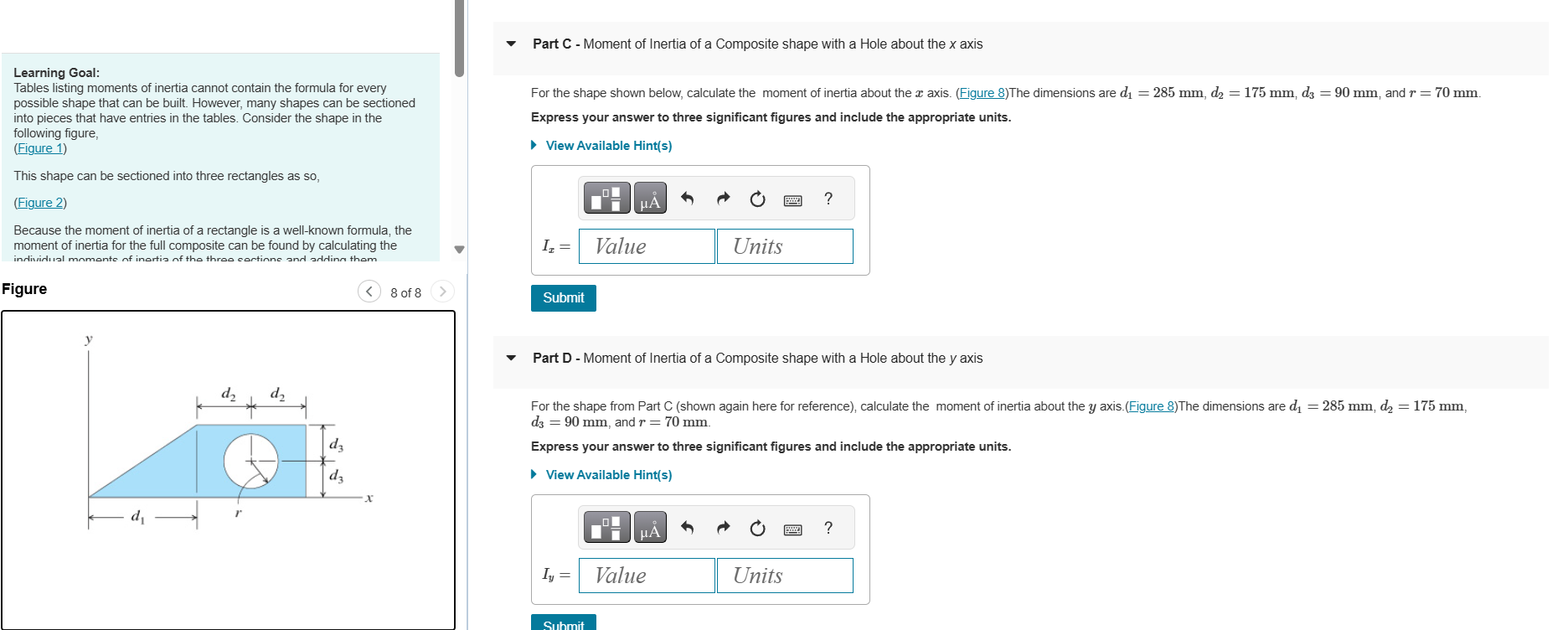 Solved Part C - ﻿Moment of Inertia of a Composite shape with | Chegg.com