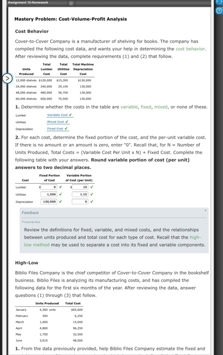 Solved Assignment 12 Homework Total Mastery Problem: | Chegg.com