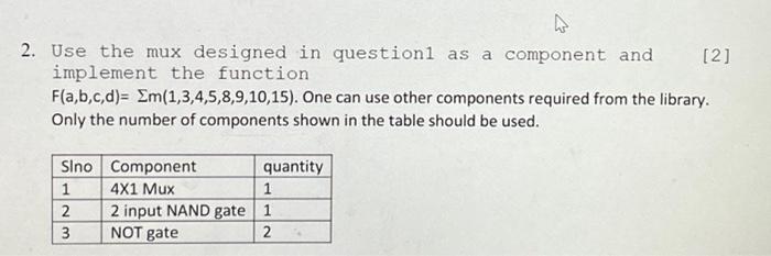 Solved 4 2. Use the mux designed in question1 as a component | Chegg.com